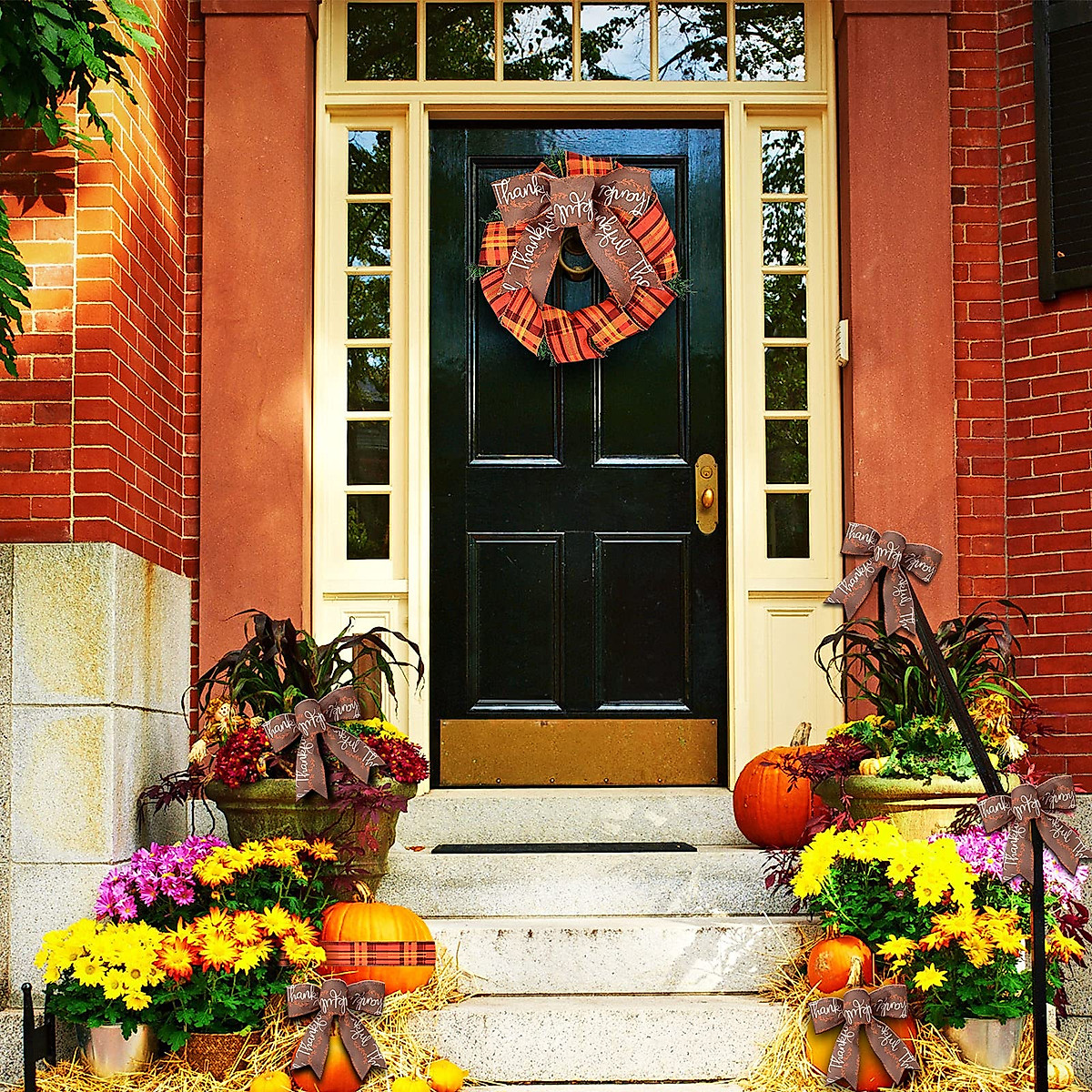 Fall Wired Ribbon,2 Rolls Thanksgiving Pumpkin Ribbon,10 Yards 2.5In Autumn Pumpkins Wired Edge Ribbon,DIY Wired Wrapping Craft Ribbon for Home Thanksgiving Decor Wrapping DIY Crafts (Thanks-Lattice)