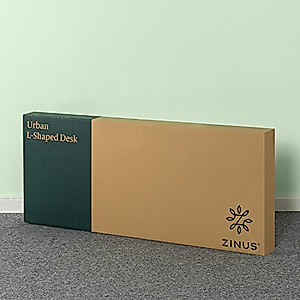 ZINUS Luke 59 Inch Black Metal Corner Desk / L-Shaped Computer Desk / Office Desk / Easy, Bolt Free Assembly