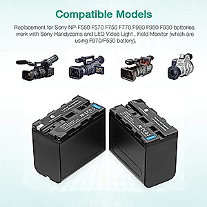 FirstPower 2 Pack NP-F970 Batteries and USB Dual Charger for Sony NP-F970 F960 F950 F930 F750 F570 F550 F530 F330 Battery and Sony Handycams, CCD-SC55 TR516 TR716 TR818 TR910 TR917