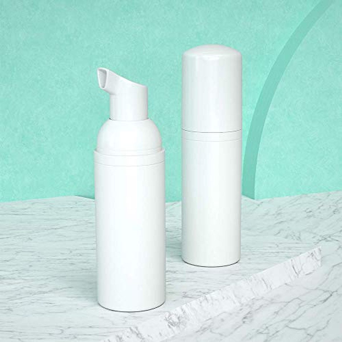Foam Pump Bottle 2oz BPA Free Foaming Soap Dispenser Bottles for Refillable Travel Hand Soap Foaming, Cleaning, Shampoo, Cosmetics Packaging (16), white