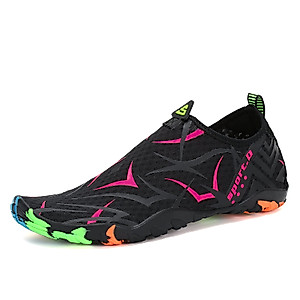 Mishansha Water Shoes for Women Beach Shoes Quick Dry Swimming Shoes Outdoor Surfing Kayaing Warer Aerobic Shoes Black&Red 8.5 M US Women (40)