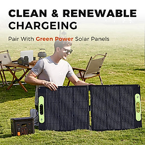 Solar Generator 320W Portable LiFePO4 Power Station 320Wh and Solar Panel 60W with 2 AC Outlet 110V/300W(Peak 480W), Solar Mobile Battery Backup for Outdoors Camping Travel Hunting Home Emergency