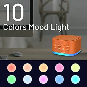 Magicteam White Noise Machine 10 Colors Lights and 25 Soothing Sounds Sleep Sound Machine with 5 Timers with Memory Feature Portable Sound Machine for Baby Adults. (Wood)