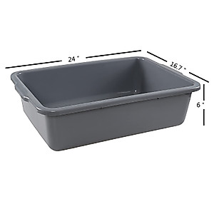 Drephia 4 Pack Commercial Bus Box, 32 L Plastic Bus Tubs, Gray