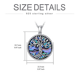 TOUPOP Christmas Gifts for Women Tree of Life Necklaces 925 Sterling Silver Abalone Shell Family Tree Pendant Necklace Jewelry Gifts for Women Friends Mom Birthday