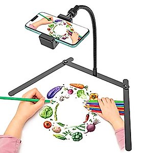 Adjustable Gooseneck Cellphone Holder,Overhead Phone Mount,Table Top Teaching Online Stand for Live Streaming and Online Video and Food Crafting Demo Drawing Sketching Recording