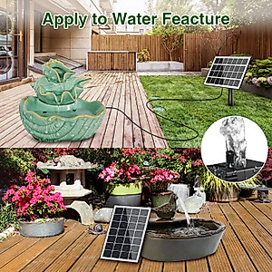 Jutai Solar Fountain Kit with 2000mAH Battery Backup Glass, 3.5W DIY Solar Water Pump with Sucker and Stake, Solar Fountain Pump for Bird Bath, Water Feature,Pond, Outdoor-7 Nozzles,16.4ft Power Cord