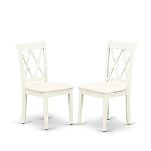 East West Furniture BOCL5-WHI-C 5 Piece Dinette Set for 4 Includes a Round Kitchen Table and 4 Linen Fabric Dining Room Chairs, 42x42 Inch, Linen White
