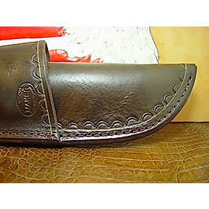 Custom Cross Draw Sheath for a Bk 2 and the BK 1O Knife Hand Tooled Dyed Dark Brown