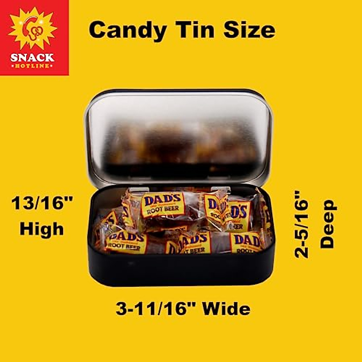 Dad's Root Beer Barrels - Old Fashioned Hard Candy 1.5 Lbs plus Snack Hotline Candy Tin | Individually Wrapped Bulk Candy