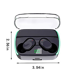 Wireless Bluetooth 5.3 Digital Display Earphones - Noise Cancellation HiFi Sound Cool Breathing Light Stereo in-Ear Light-Weight Touch-Control Headset with Charging Box for Sport
