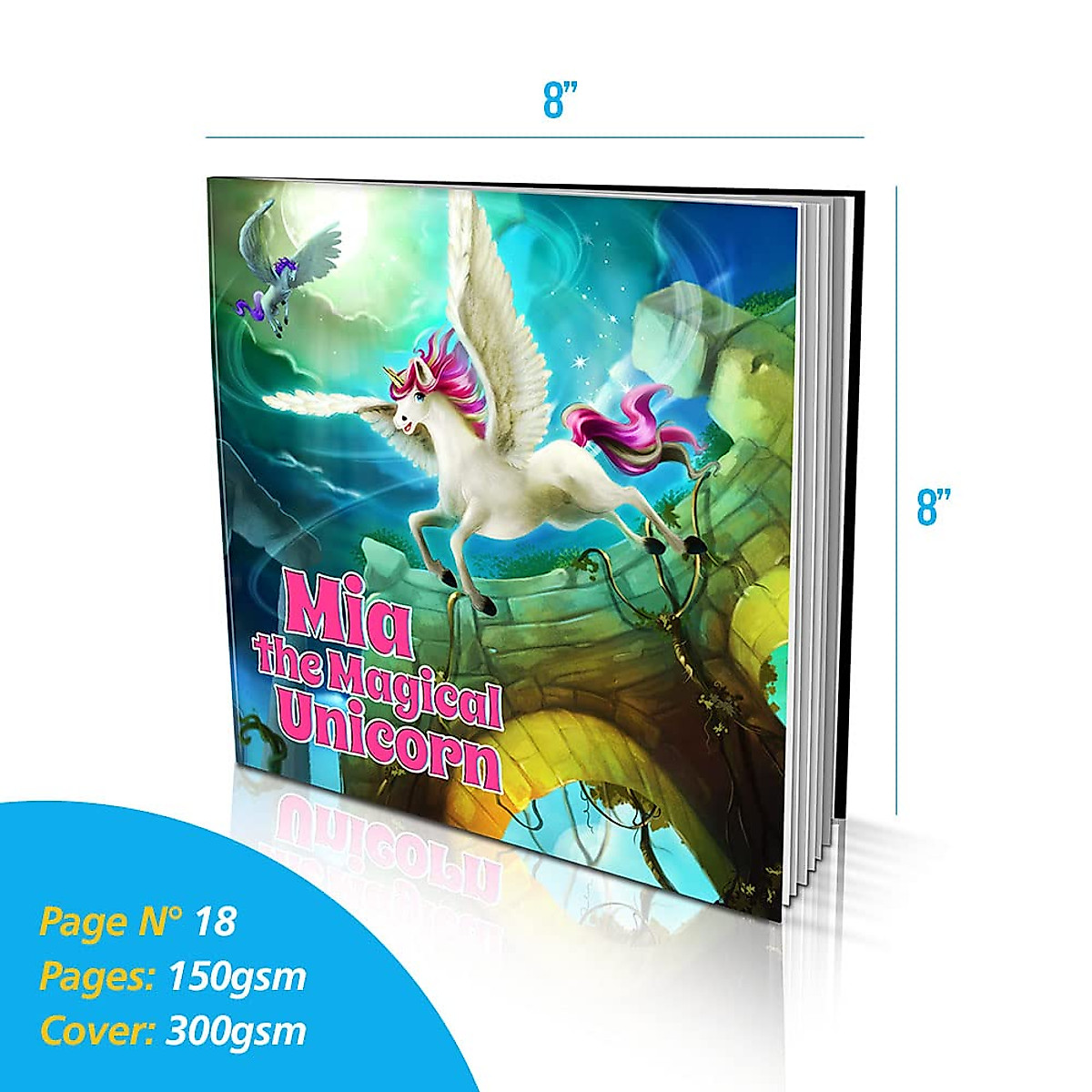 Personalized Storybook by Dinkleboo -"The Magical Unicorn" - for Kids Aged 0 to 8 Years Old - A Story About Your Son or Daughter Being a Unicorn who Lives high Above The Clouds! - Soft Cover (8"x 8")