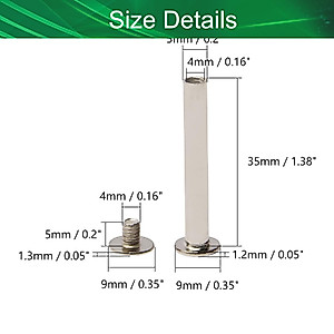 Yinpecly 10PCS M5x35mm Butt Screw, Screw,Carbon Steel Screw Binding Screws Posts for Scrapbook Photo Albums Binding and Leather Saddles Purses Belt Repair