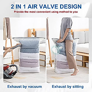 Vacuum Storage Bags Jumbo Cube 6 Pack, Space Saver Bags Extra Large Vacuum Seal Bags for Comforters Blankets Clothes (3 Jumbo 3 Medium), Closet Organizers and Storage Bags Vacuum Sealed
