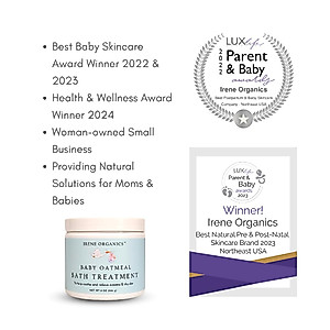 Oatmeal Baby Bath Powder by Irene Organics with Colloidal Oatmeal For Treatment of Eczema, Diaper Rash, Dry Skin and Irritation, Moisturizes and Soothes Baby’s Skin, 2 pack