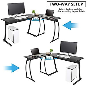 ZENY 58'' L-Shaped Gaming Desk Computer Corner Desk Reversible Table Home Office Desk PC Workstation Study Writing Desk Wood & Steel