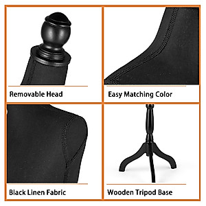 DRDINGRUI Female Mannequin Torso with Stand, Height Adjustable from 52'' to 67'' Dress Form with Tripod Base for Dress Jewelry Display