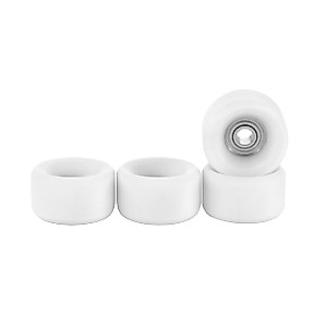 Teak Tuning Apex 61D Urethane Fingerboard Wheels - Slim Bowl Shaped, 7.5mm Diameter - ABEC-9 Stealth Bearings - Made in the USA - "White Snow" Colorway