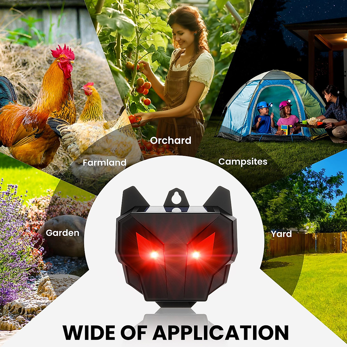 ReOasis Solar Animal Repellent Outdoor, 6 Pack Waterproof Coyote Deterrent for Chicken Coop Farm Garden Yard, Predator Lights for Racoon Skunk Deer Coyote Fox