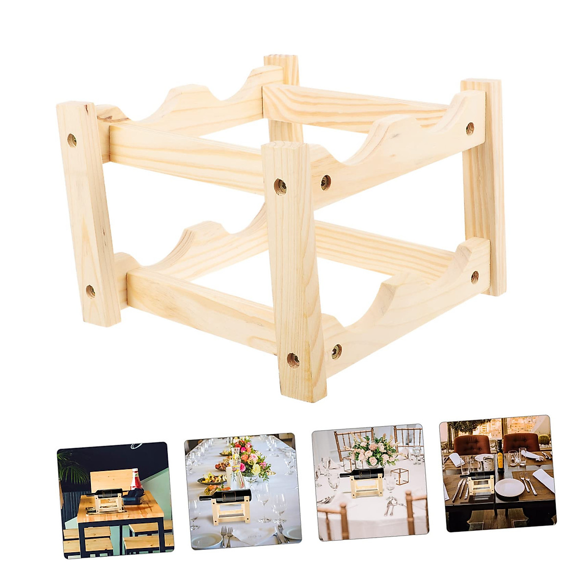 Homoyoyo Wooden Wine Bottle Rack Wood Wine Bottle Rack Wine Holder Freestanding Bottle Holder Wood Wine Rack Tabletop Wine Table Top Display Stand Solid Wood Storage Rack
