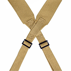 SMONT WW2 US Army M1936 Combat Suspenders WWII Standard X Strap Replica Military Canvas Webbing (Khaki)