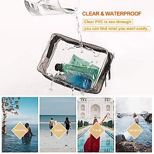 Clear Black Makeup Bags, 4pcs Cosmetic Makeup Bags Set TSA Approved Transparent Travel Toiletry Bag Waterproof Leakproof Carry On Airport Airline Cosmetic Organizer Pouch with Zipper for Women Men