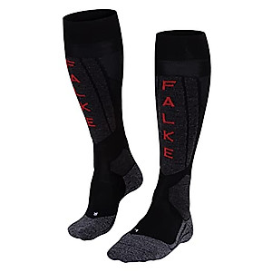 FALKE Women's SK5 Expert Ski Socks, Knee High, Ultra Light Cushion, Winter Athletic Sock, Breathable Quick Dry, Silk, Black (Black-Mix 3010), 9.5-10.5, 1 Pair