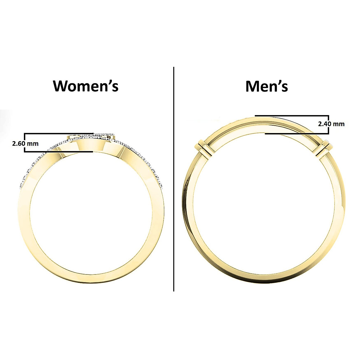 Dazzlingrock Collection Men’s and Women’s Ring with Enhancer Guard Band, 0.65 Carat (ctw) Diamond with 10k Yellow Gold, White