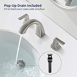 Bathroom Faucet Brushed Nickel,Widespread Bathroom Faucet for 3 Hole,Bathroom Sink Faucet 2 Handles Vanity Faucet,HOMELODY Lavatory Faucet 8 Inch with Pop Up Drain