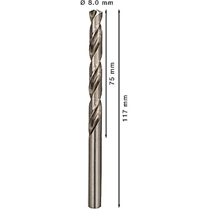 Bosch 2608595072 Metal Drill Bit Hss-G 8mmx2.95inx4.6In 5 Pcs