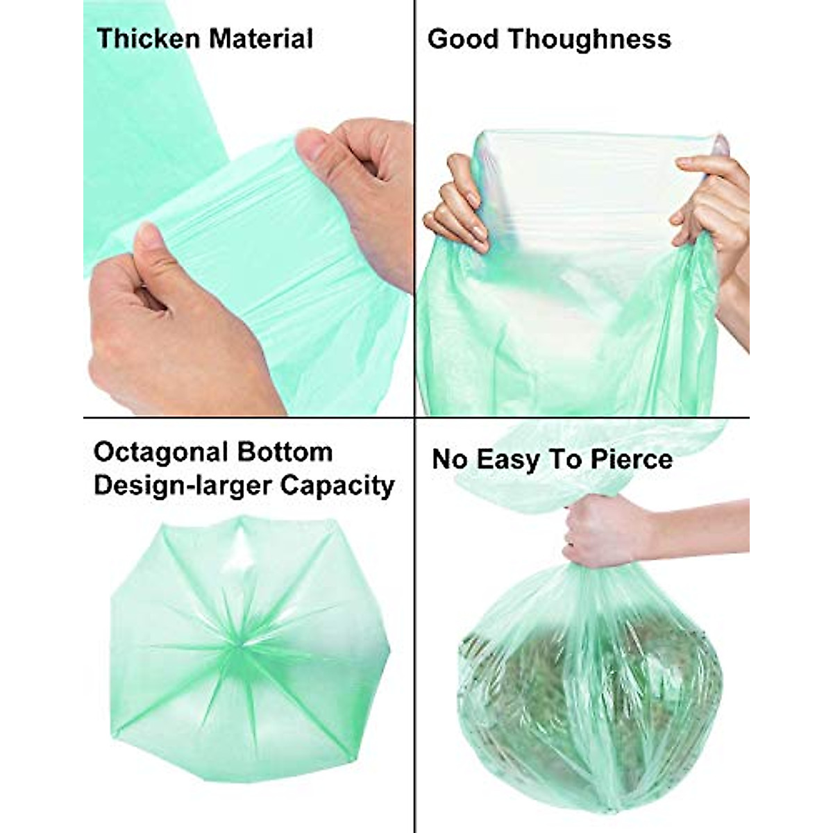 8 Gallon Biodegradable Trash Bags, AYOTEE Garbage Bags 8 gallon, Compostable Medium Trash Bags, Unscented Leak Proof Bags for Office, Home, Bathroom, Car, Kitchen(Green)