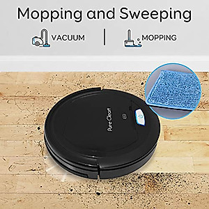 SereneLife Pure Clean Robot Vacuum Cleaner - Upgraded Lithium Battery 90 Min Run Time - Automatic Bot Self Detects Stairs Pet Hair Allergies Friendly Robotic Home Cleaning for Carpet Hardwood Floor