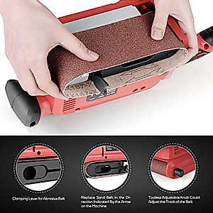 Excited Work 7Amp Belt Sander with 20 Pcs Sanding belt, 3 x 18 Inch Belt Sander with Screw Clamps,Dust bag — Sanders for Derusting, Stripping Paint and Polishing,EWBS01D