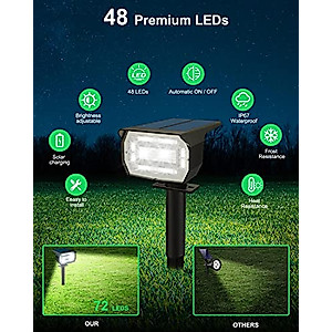 LOTMOS 6 Pack Solar Landscape Spotlights Outdoor, [48 LED/3 Modes] 2-in-1 Solar Spot Lights Outdoor, Auto On/Off IP67 Waterproof Solar Powered Wall Lights for Front Door, Backyard, Garage, Deck…