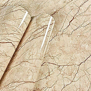 Moyishi Golden Silk Granite Look Marble Gloss Film Vinyl Self Adhesive Counter Top Peel and Stick Wall Decal 15.8"x118"