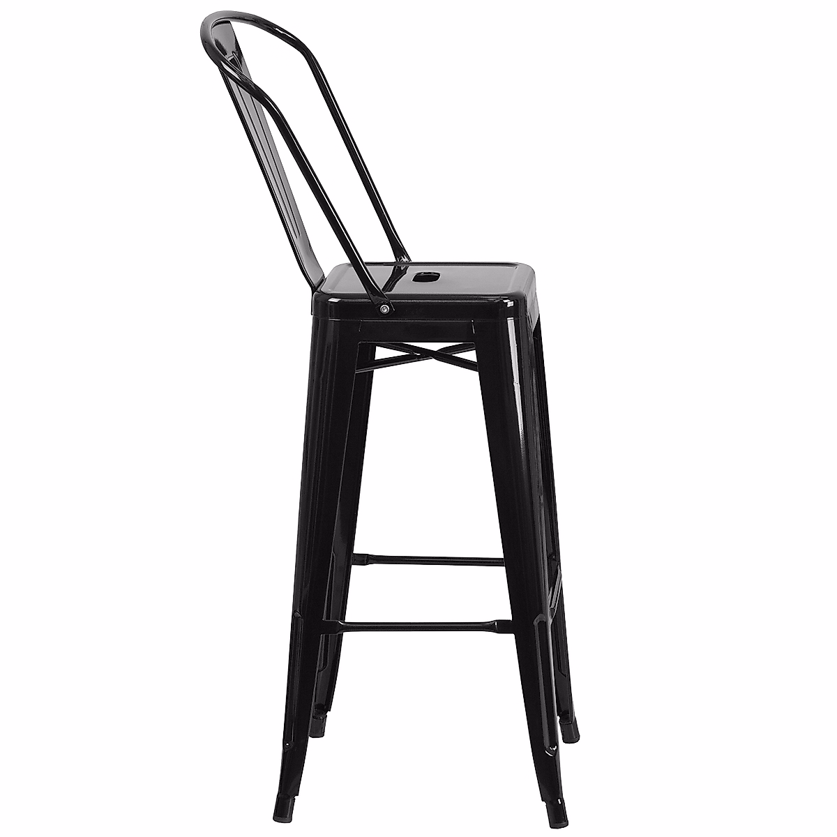 Flash Furniture Commercial Grade 30" High Black Metal Indoor-Outdoor Barstool with Removable Back