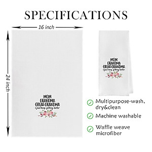 Geqtt Great Grandma Dish Towels - Great Grandma Gifts Waffle Weave Kitchen Towels, Grandma Hand Towel, Grandma Tea Towel, Grandma Gifts from Grandson Granddaughter (16×24 Inches)