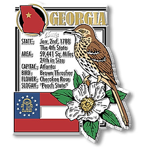 Georgia State Montage Magnet by Classic Magnets, 3" x 3.5", Collectible Souvenirs Made in The USA