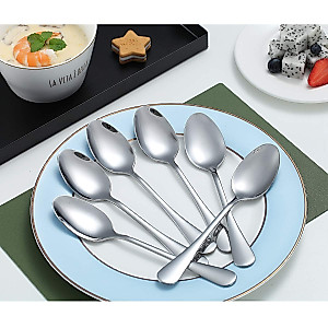 Teaspoons, Kyraton 6 Pieces 6.7" Stainless Steel Teaspoons, Dessert Spoon,Golden Teaspoon,Spoon Silverware Pack of 6