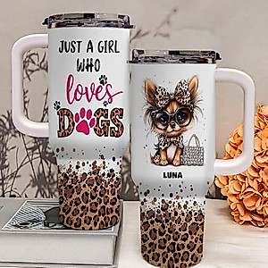 Personalized Dog Tumbler with Portuguese Podengo Pequeno Dog’s Name – Custom Travel Coffee Cup 40oz, Travel Coffee Cup, Gift for Mother's day, Father's day, Christmas ZcZKLZ