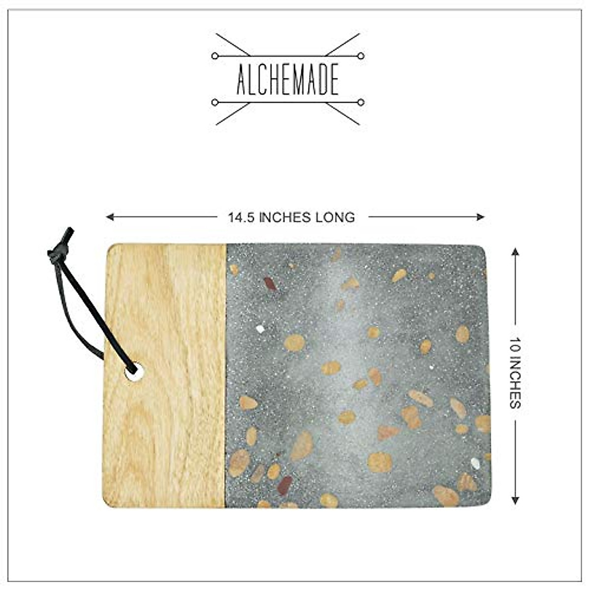 Alchemade Terrazzo And Wood Cutting Board (14.5"x10") - Decorative Board Platter Tray For The Kitchen, Parties, Events And Everyday Use