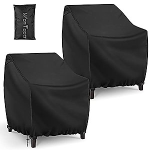 WonToper Patio Chair Covers, Waterproof 600D Heavy Duty Outdoor Lawn Furniture Covers 2 Pack, Black (35''Wx38''Dx31''H)