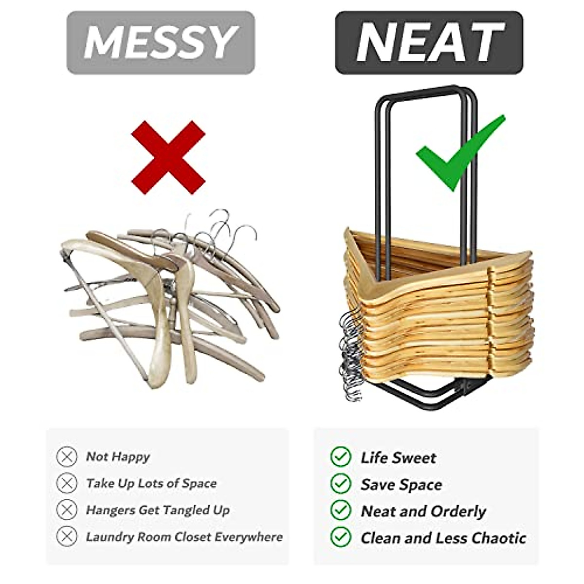 Hanger Storage Organizer Holder Stacker Stand Portable Stander Hangers Rack for Laundry Closet Dry Cleaning Room Adult or Child Clothes Hangers Black Space Saving Keep Laundry Room Neat and Clean