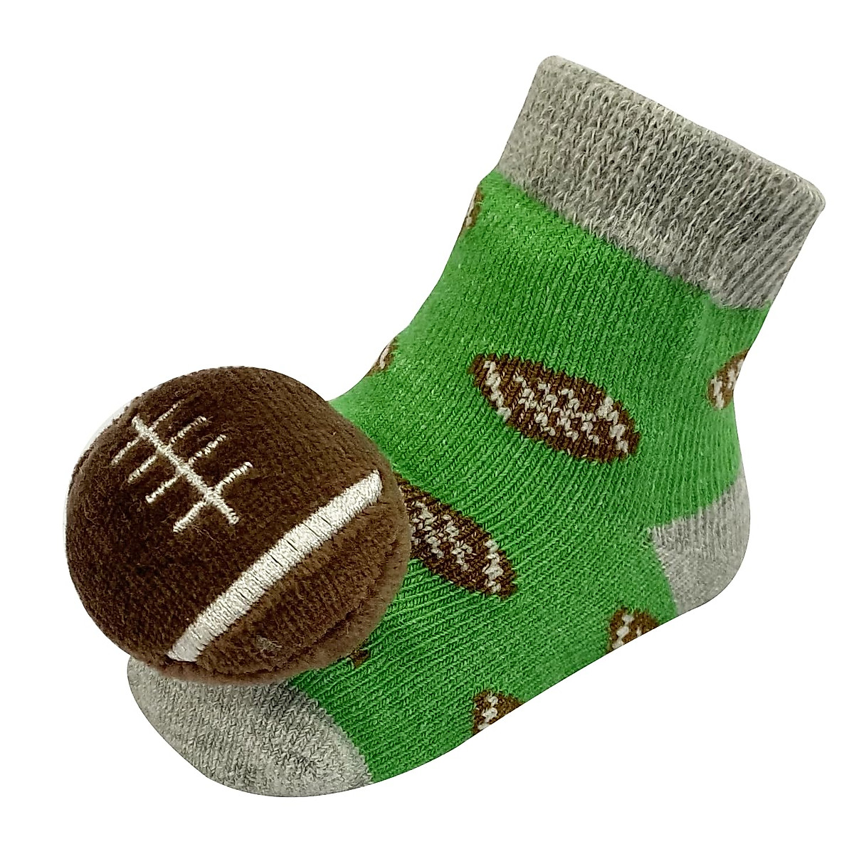 PUPPET Baby Boy Rattle Socks for 0-6 Months Sports Themed Set Baseball Rugby Basketball