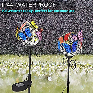 Solar Garden Decorative Light Outdoor - [2 Pack] Butterfly Decor Waterproof LED Stake Light for Garden, Lawn, Patio or Courtyard Decorations (Warm White)