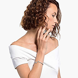 SWAROVSKI Mesmera Bangle Bracelet, Heart-Shaped Clear Crystals on a Rhodium Finish Cuff, Size M, from the Attract Soul Collection