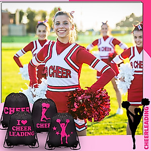 Paterr 12 Pcs Cheer Drawstring Backpack Cheerleaders Drawstring Gym String Bag Sports Gifts for Women Men(Pink, 11.8 x 10 Inch)