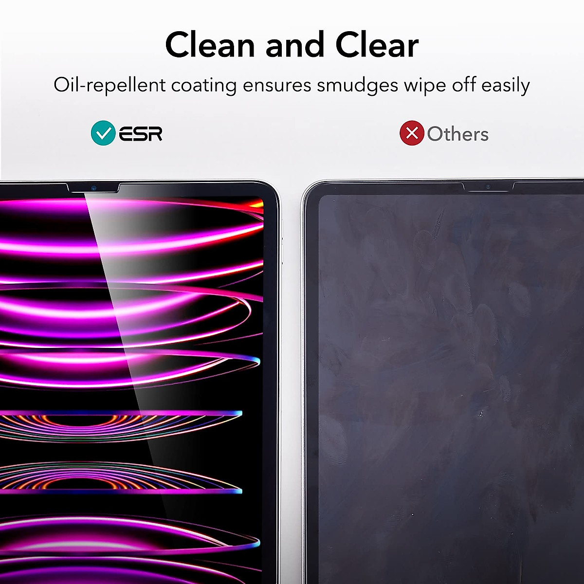 ESR 2 Pack Screen Protector for iPad Pro 12.9 (2022/2021/2020/2018, 6th/5th/4th/3rd Generation), Tempered-Glass Film with Alignment Frame, Anti-Scratch, Face ID & Apple Pencil Compatible, HD Clarity