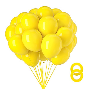 Garma Yellow Balloons 12 inch, 100PCS Yellow Latex Party Balloons for Balloons Arch as Birthday Party, Graduation, Wedding, Baby Shower, Halloween, Christmas Decorations(with Yellow Ribbon)