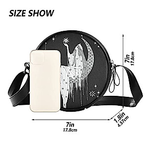 Goth Canvas Round Crossbody Bag, Sacral Night Crossbody Purse Bag, Zippered Tote Handbag Cute Shoulder Bag